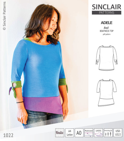 Adele knit boatneck top (PDF) - Sinclair Patterns