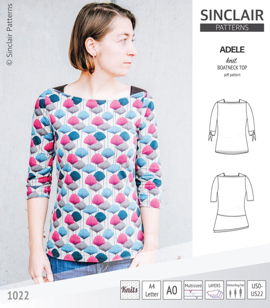 Adele knit boatneck top (PDF) - Sinclair Patterns