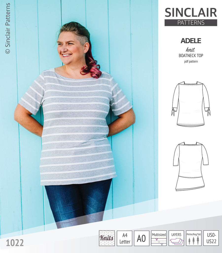 Adele knit boatneck top (PDF) – Sinclair Patterns
