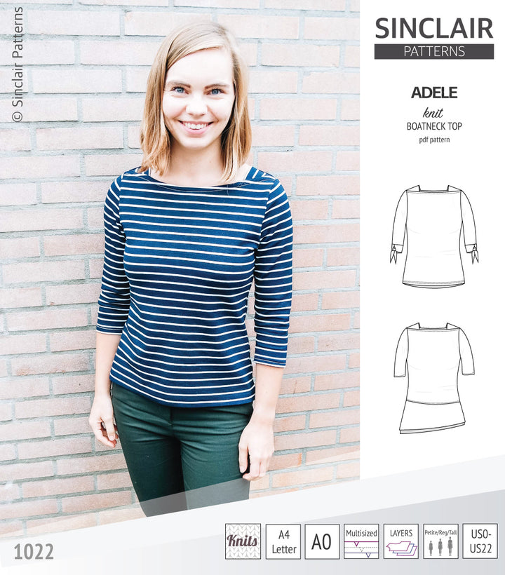 Adele knit boatneck top (PDF) – Sinclair Patterns