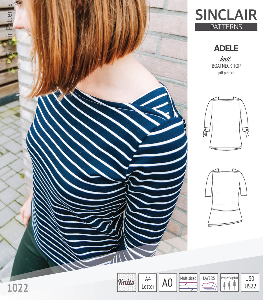 Adele knit boatneck top (PDF) – Sinclair Patterns