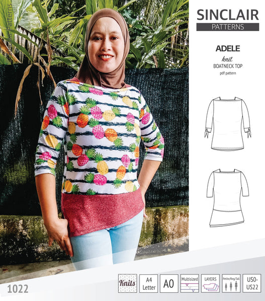 Adele knit boatneck top (PDF) - Sinclair Patterns