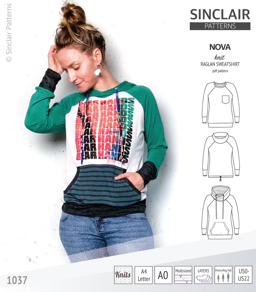 Nova knit raglan sweatshirt for women (PDF) – Sinclair Patterns