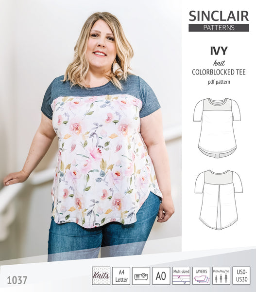 Ivy knit colorblocked tee (PDF) - Sinclair Patterns
