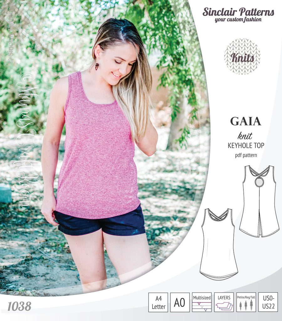 Gaia knit tank top with a keyhole accent (PDF) – Sinclair Patterns