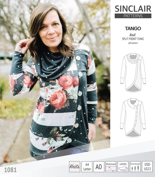 Tango split hem knit tunic for women (PDF) - Sinclair Patterns