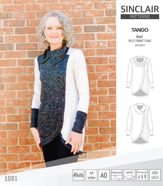 Tango split hem knit tunic for women (PDF) - Sinclair Patterns