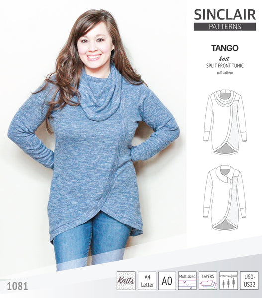 Tango split hem knit tunic for women (PDF) - Sinclair Patterns