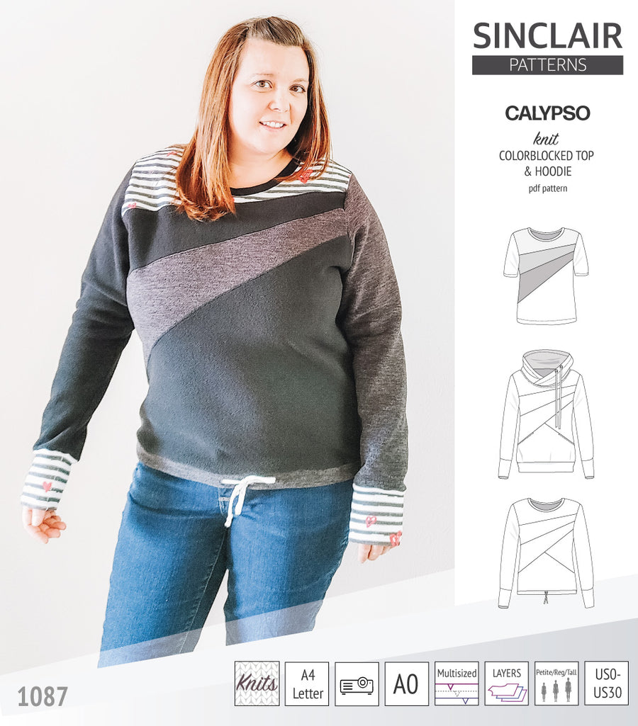 Calypso colorblocked top and hoodie for women (PDF) – Sinclair Patterns