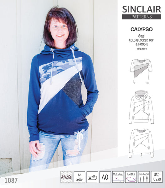 Calypso colorblocked top and hoodie for women (PDF) - Sinclair Patterns