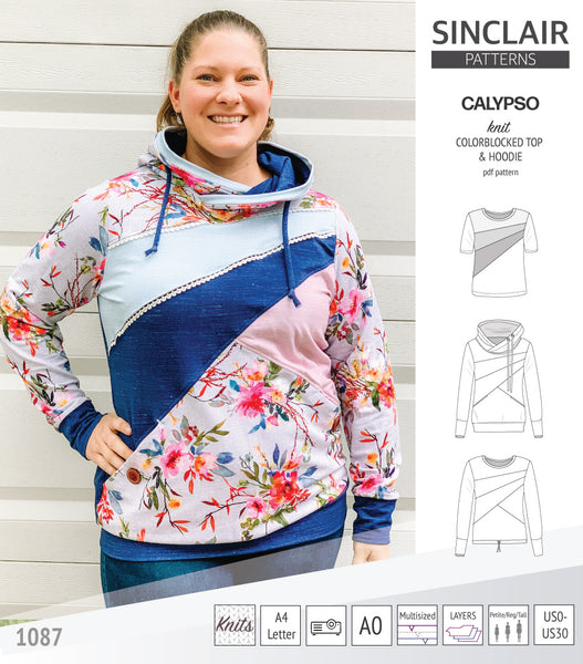 Calypso colorblocked top and hoodie for women (PDF) - Sinclair Patterns