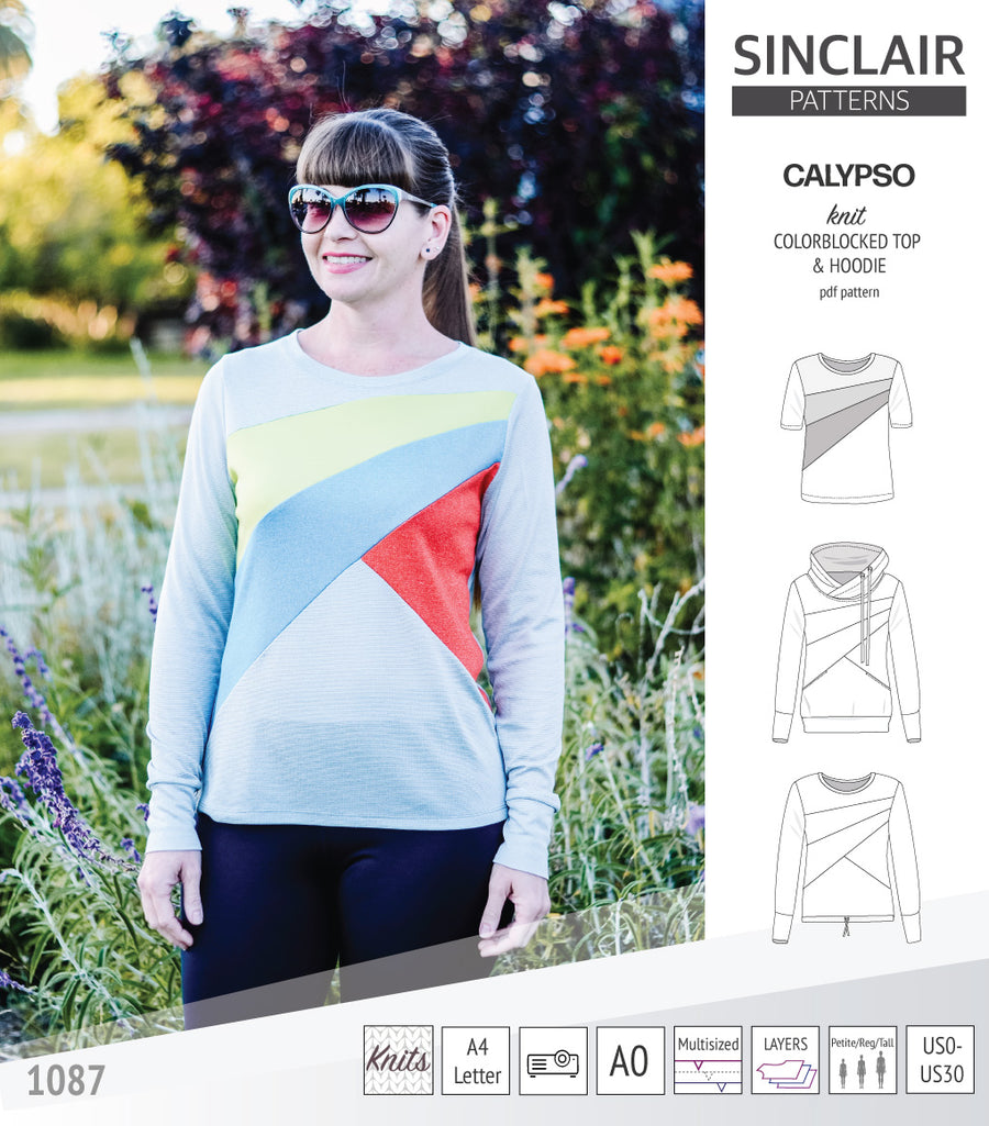 Calypso colorblocked top and hoodie for women (PDF) – Sinclair Patterns