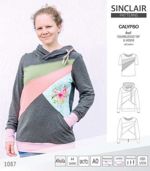 Calypso colorblocked top and hoodie for women (PDF) - Sinclair Patterns