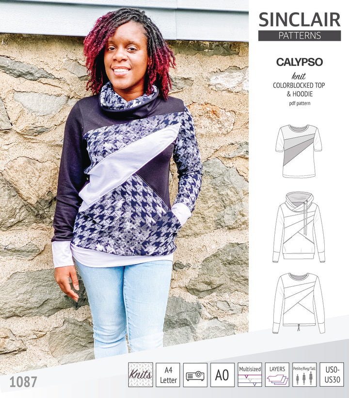 Calypso colorblocked top and hoodie for women (PDF) – Sinclair Patterns