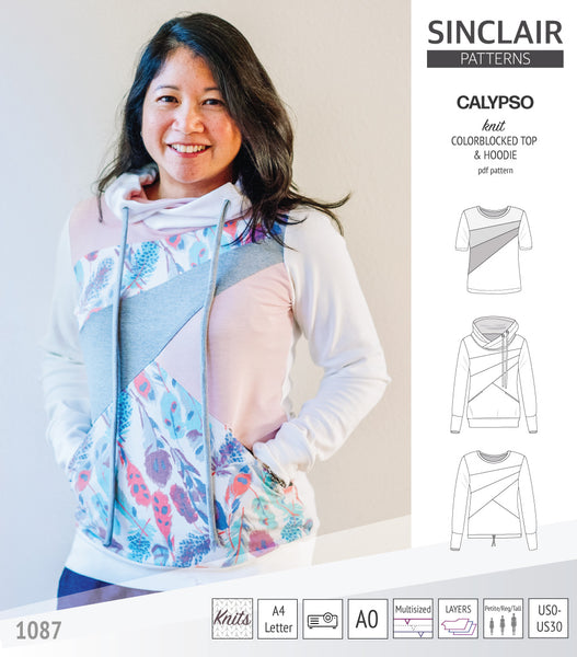 Calypso colorblocked top and hoodie for women (PDF) - Sinclair Patterns