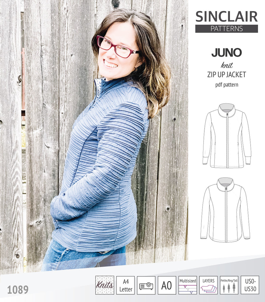 Juno Knit Zip-Up Fleece Style Jacket Pdf Sewing Pattern – Sinclair Patterns