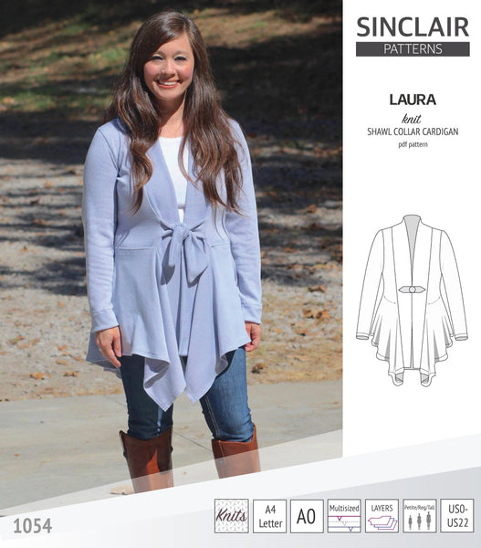 Laura relaxed fit shawl collar cardigan (PDF) - Sinclair Patterns