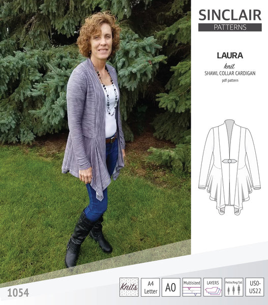 Laura relaxed fit shawl collar cardigan (PDF) - Sinclair Patterns