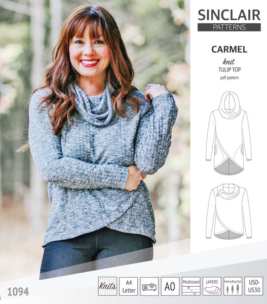 Carmel knit tulip style top with a cowl or a hood and pockets pdf ...