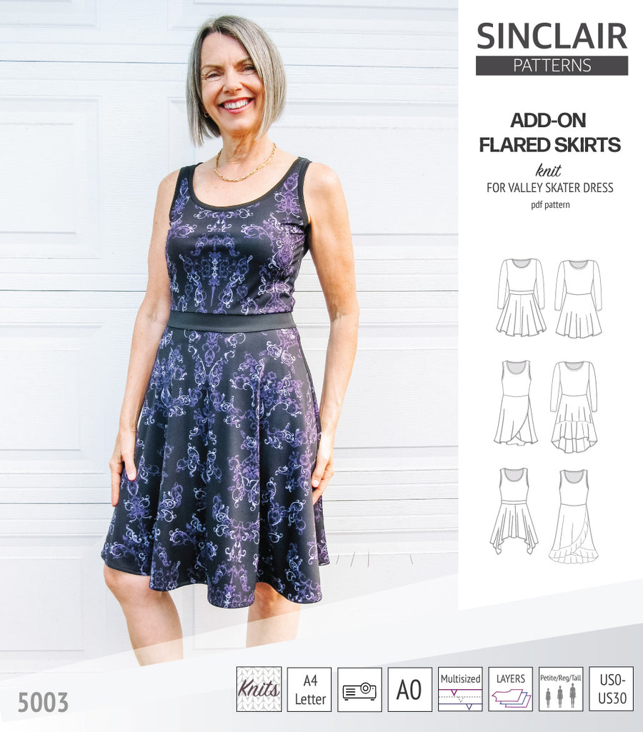 ADD-ON Flared skirts for Valley skater dress (PDF) – Sinclair Patterns