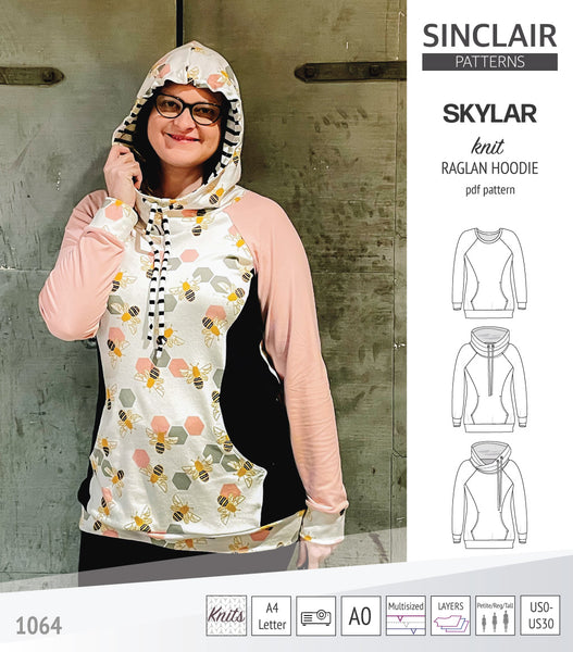 Skylar knit raglan hoodie (PDF) - Sinclair Patterns