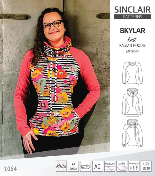 Skylar knit raglan hoodie (PDF) - Sinclair Patterns