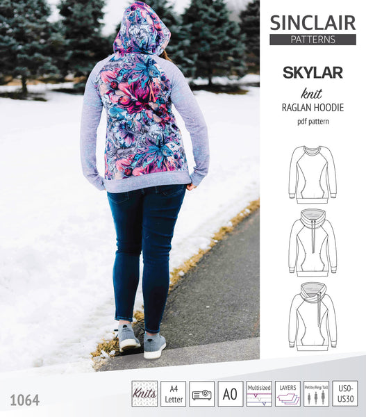 Skylar knit raglan hoodie (PDF) - Sinclair Patterns