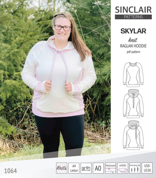 Skylar knit raglan hoodie (PDF) - Sinclair Patterns