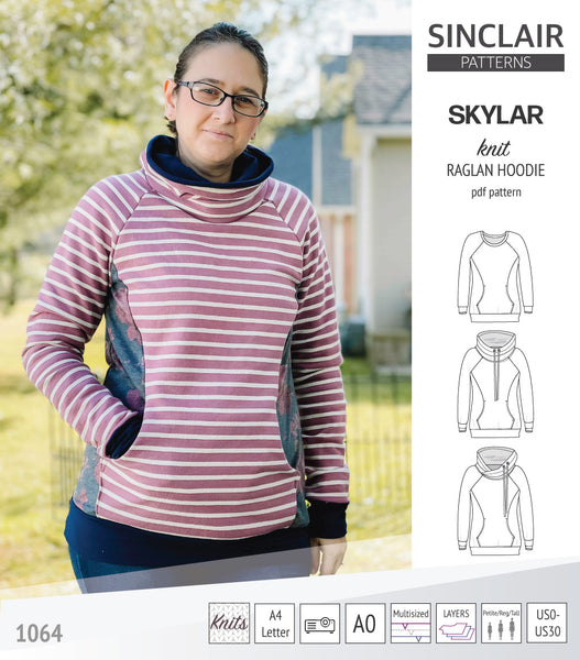 Skylar knit raglan hoodie (PDF) - Sinclair Patterns