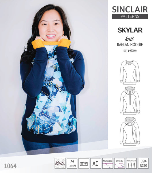 Skylar knit raglan hoodie (PDF) - Sinclair Patterns
