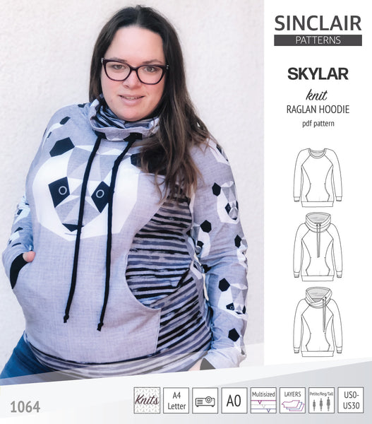 Skylar knit raglan hoodie (PDF) - Sinclair Patterns