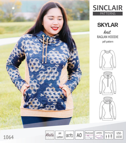 Skylar knit raglan hoodie (PDF) - Sinclair Patterns