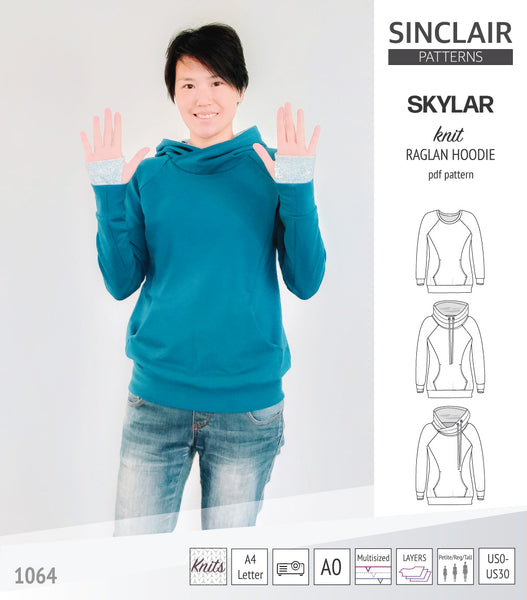 Skylar knit raglan hoodie (PDF) - Sinclair Patterns