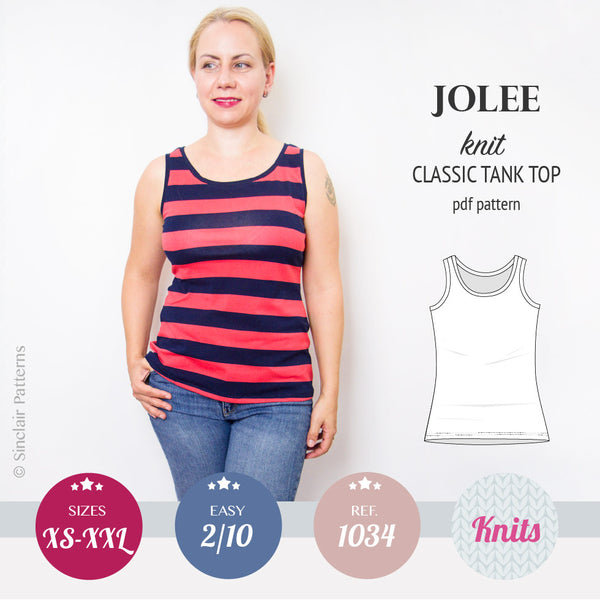 Jolee knit longline tank top sewing pattern (PDF) - Sinclair Patterns