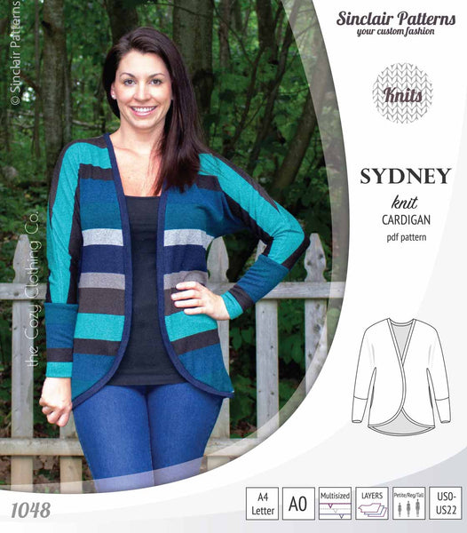 Sydney slim fit cocoon style knit cardigan(PDF) - Sinclair Patterns