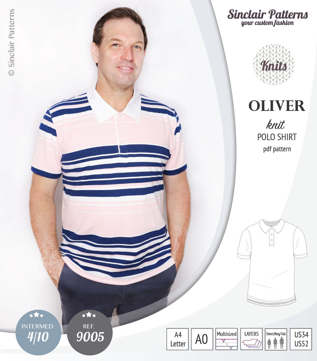 Oliver classic knit polo shirt for men (PDF) – Sinclair Patterns