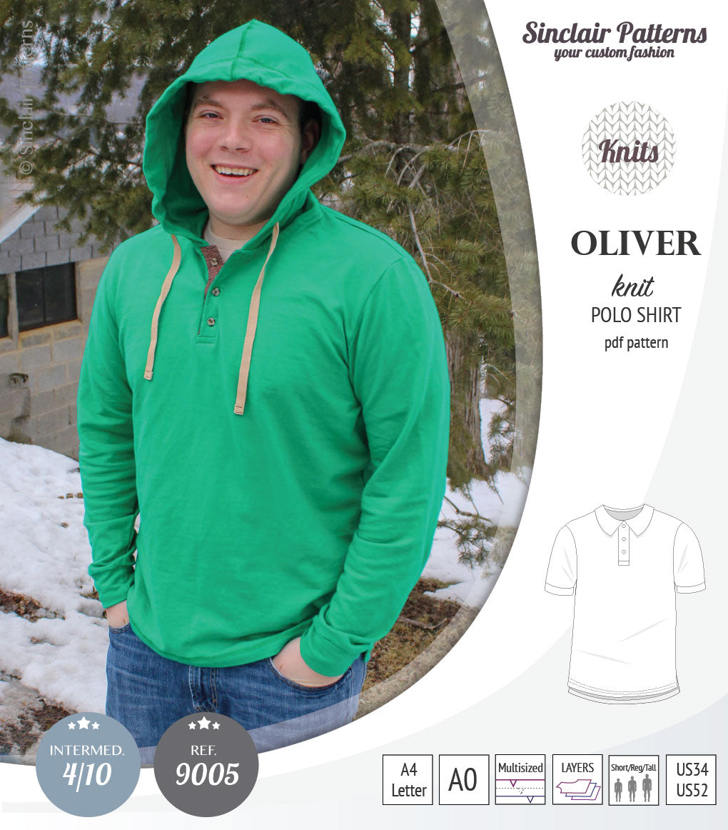 Oliver classic knit polo shirt for men (PDF) – Sinclair Patterns