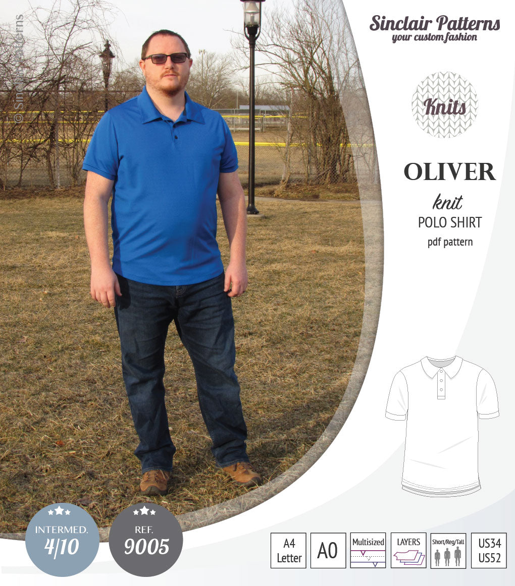 Oliver classic knit polo shirt for men (PDF) – Sinclair Patterns