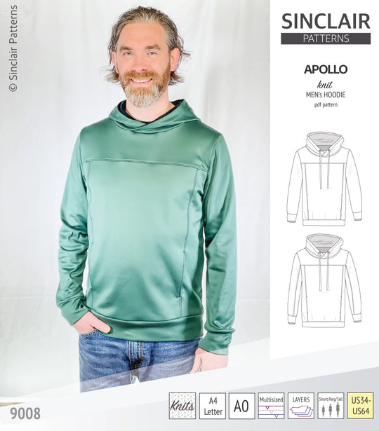 Apollo knit colorblocked hoodie for men (PDF) – Sinclair Patterns