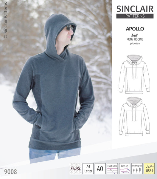 Apollo knit colorblocked hoodie for men (PDF) - Sinclair Patterns