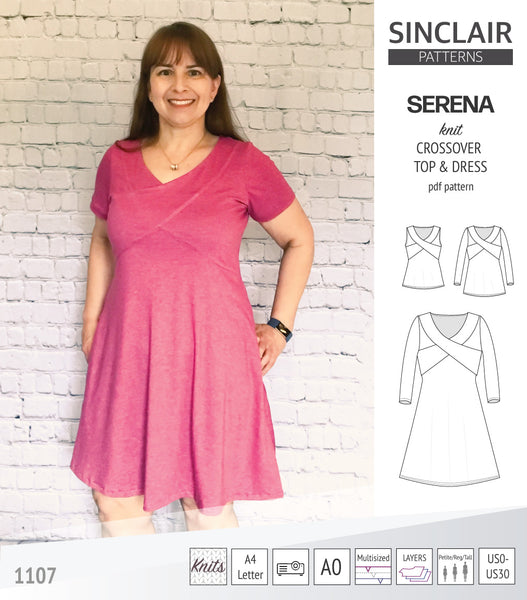 Serena crossover knit top and dress (PDF) - Sinclair Patterns