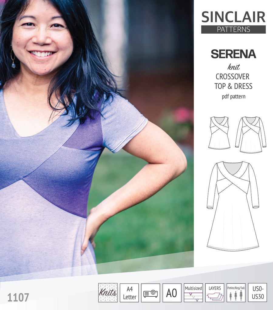 Serena crossover knit top and dress (PDF) – Sinclair Patterns