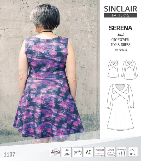 Serena crossover knit top and dress (PDF) – Sinclair Patterns