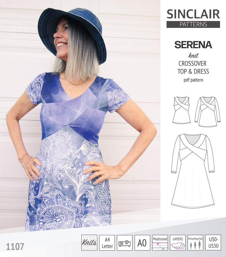 Serena crossover knit top and dress (PDF) – Sinclair Patterns