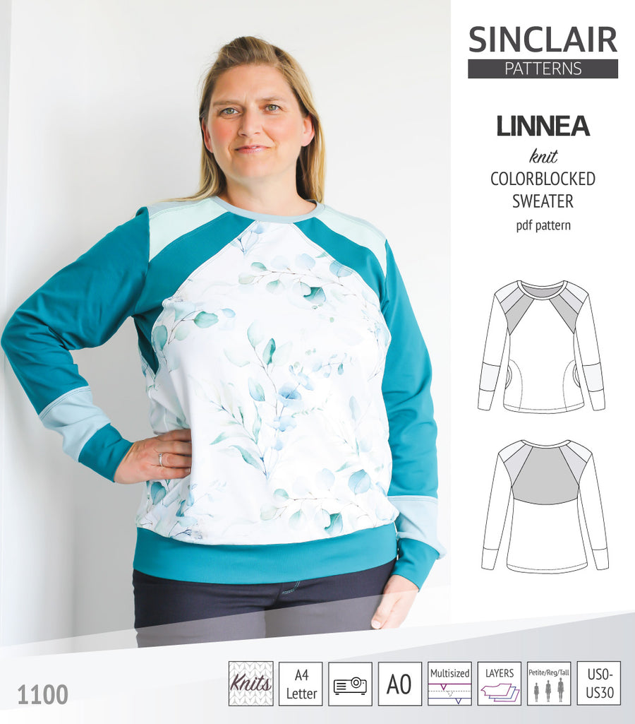 Linnea colorblocked sweater with pockets pdf sewing pattern – Sinclair ...