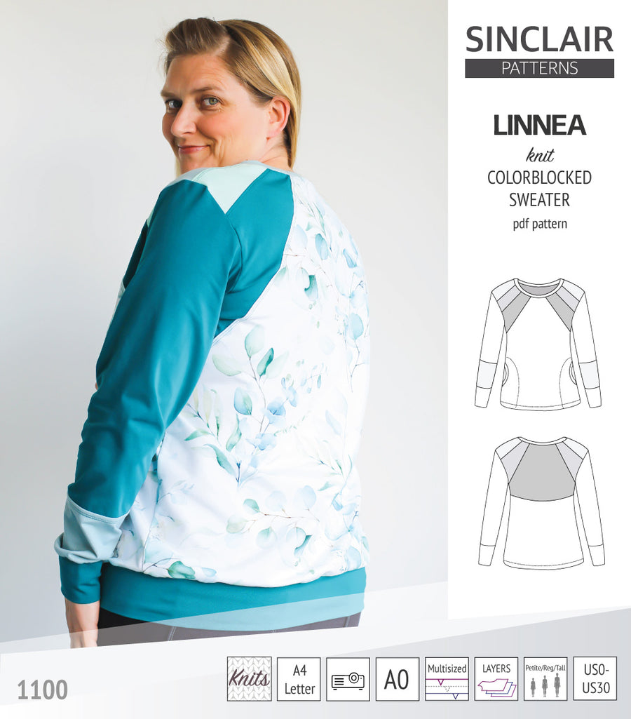 Linnea colorblocked sweater with pockets pdf sewing pattern – Sinclair ...