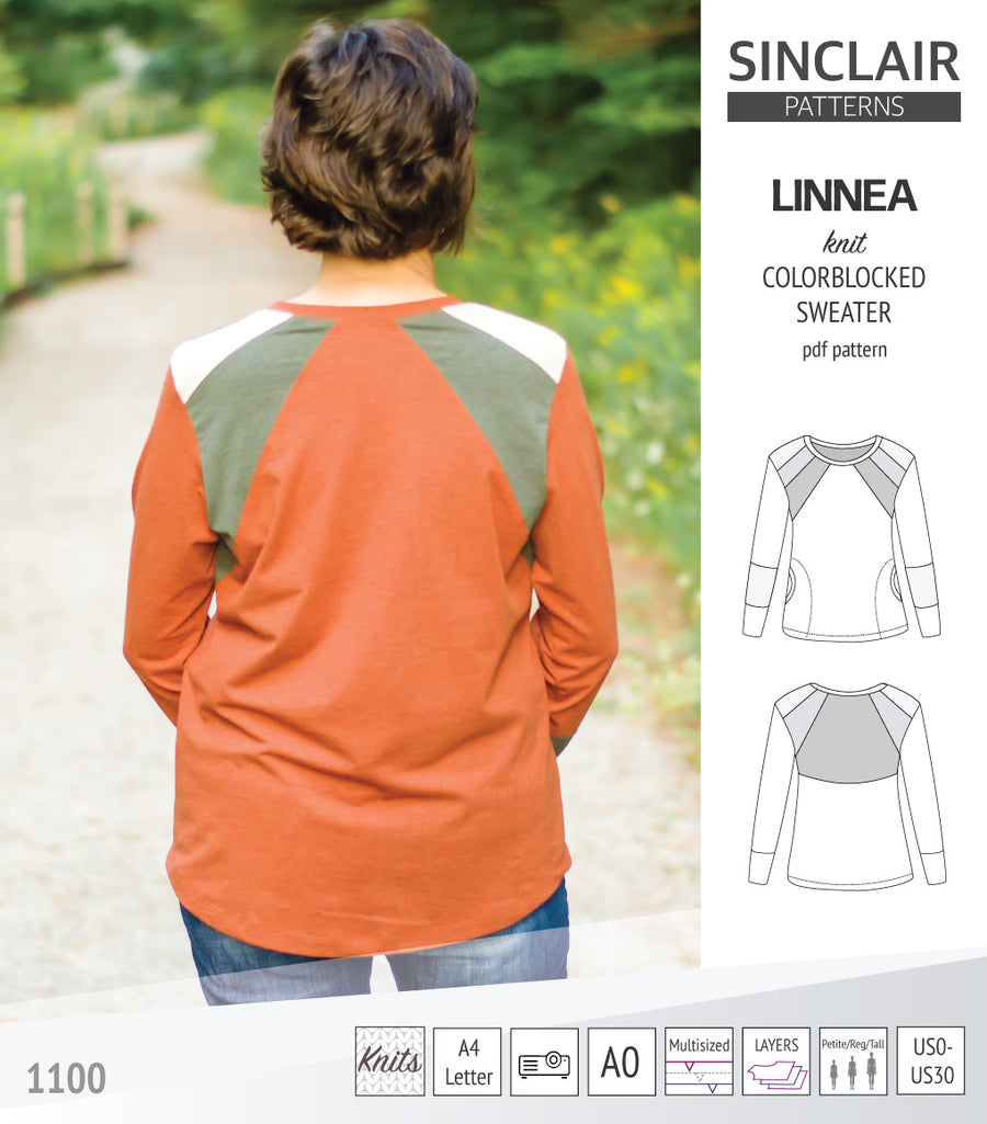Linnea colorblocked sweater with pockets pdf sewing pattern – Sinclair ...