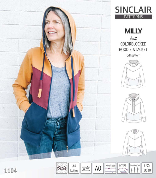Milly colorblocked hoodie and zip up jacket (PDF) - Sinclair Patterns