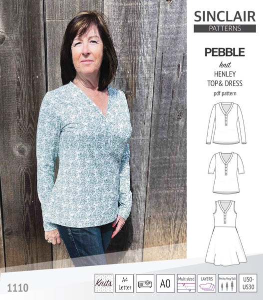 Pebble henley style top and dress (PDF) - Sinclair Patterns