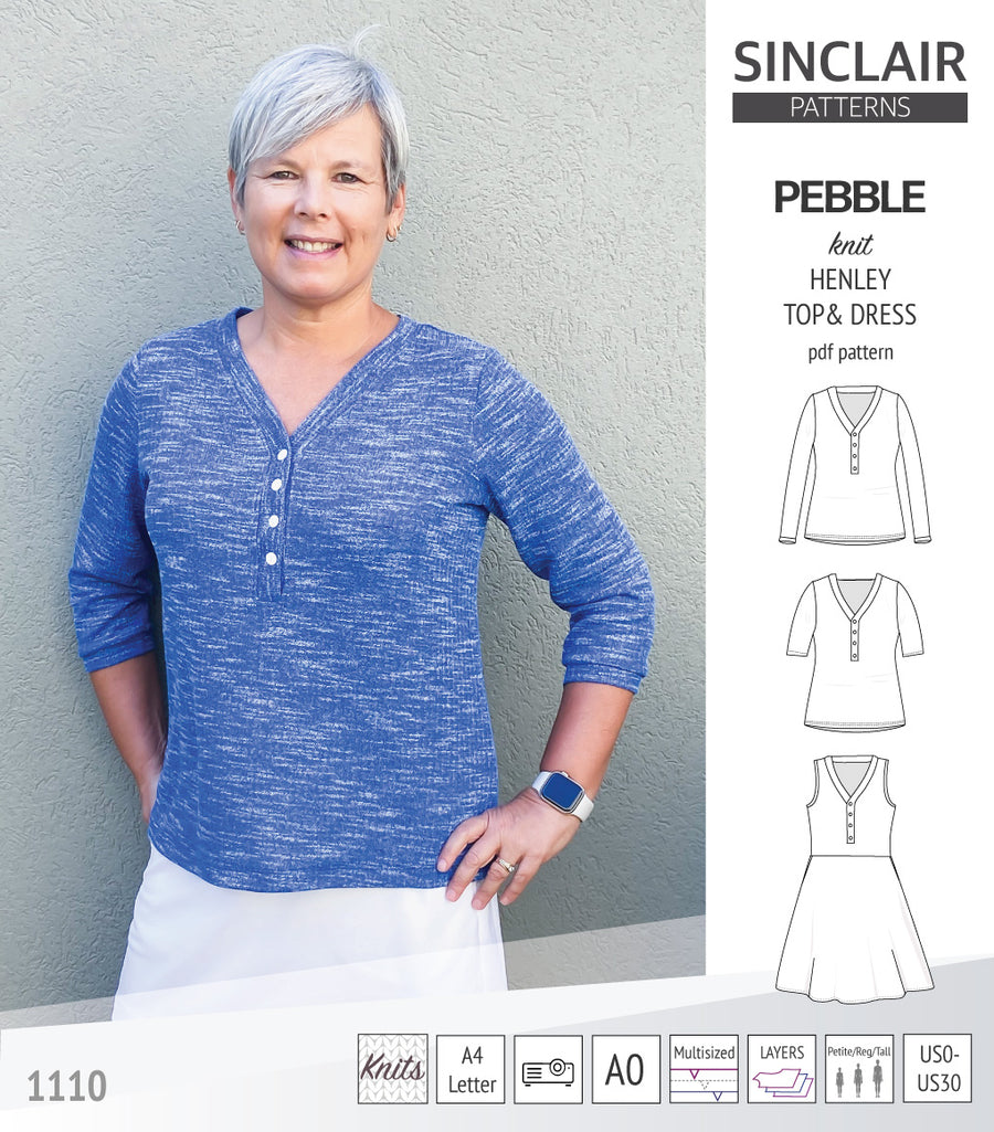 Pebble henley style top and dress (PDF) – Sinclair Patterns